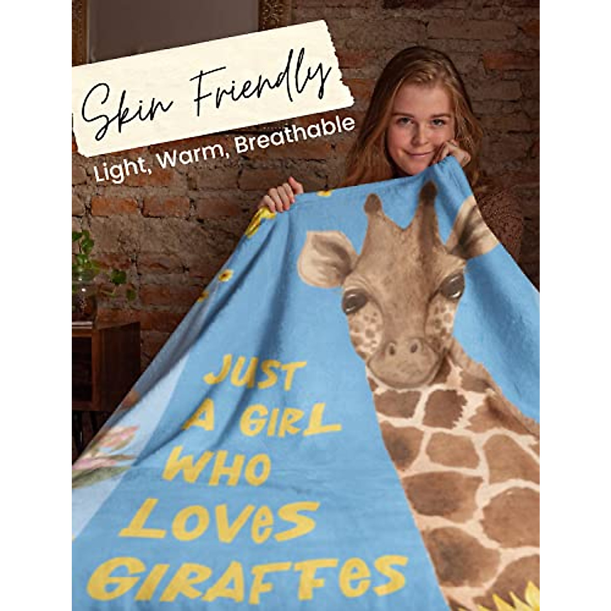 InnoBeta Giraffe Gifts Throw Blanket for Women, Girls, Flannel Plush Bed Blankets, Presents for Giraffe Lovers, Mom, Daughter, Grandma, Wife, Friends, Birthday, Anniversary, Christmas (50"x 65")