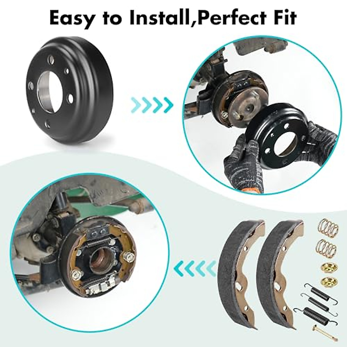 10L0L Golf Cart Brake Repair Kit, Brake Hub Drums & Brake Shoes & Bendix Brake Spring kit fit Yamaha G14, G16, G19, G22 G&E 1994-2006 Models,OEM JU0-G6521-00-00, JN6-F5331-01-00, JN3-F5331-00