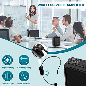 Voice Amplifier Wireless for Teachers, 18W Personal PA System Ultra-Portable Megaphone with Wireless Microphone Headset, IPX5 Waterproof 5.0 Bluetooth Voice Amplifier Speaker - Indoor & Outdoor