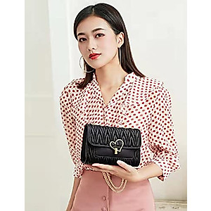 Shoulder Bag for Women Small Crossbody Purse Leather Fashion Handbags with Chain Strap, black