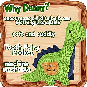 Maison Chic Plush Tooth Fairy Pillow for Little Boys and Girls About to Loose a Tooth (Dinosaur, Danny)