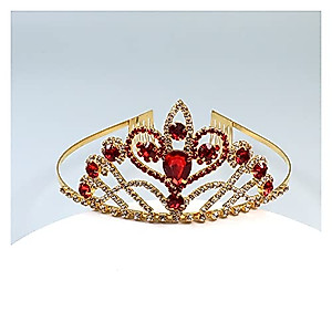 YANLITIAN Bridal Wedding Tiara Color Crystal Crown Princess Birthday Party Hair Accessories Rhinestone Suit (Color : 5)
