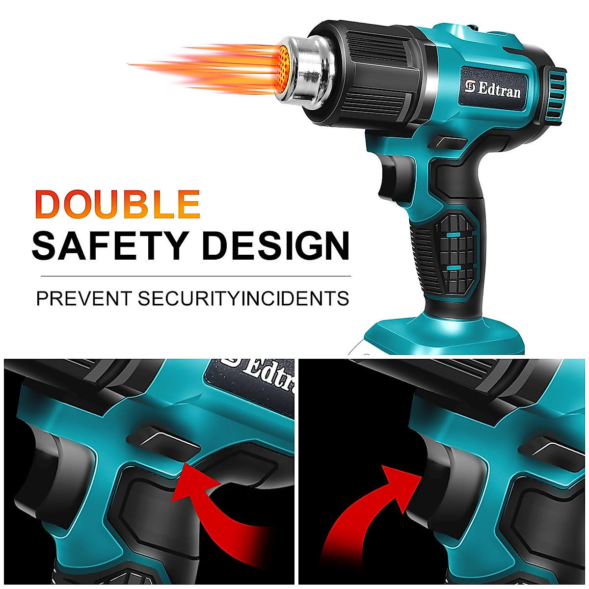 Cordless Heat Gun, Hot Air Gun Compatible for Makita 18V Volt LXT Battery, 3 Nozzle, 2-Temp Setting Max 932°F(500°C) Heat Gun for Crafts, Shrink Tubing, Resin & Decorating(No Battery)