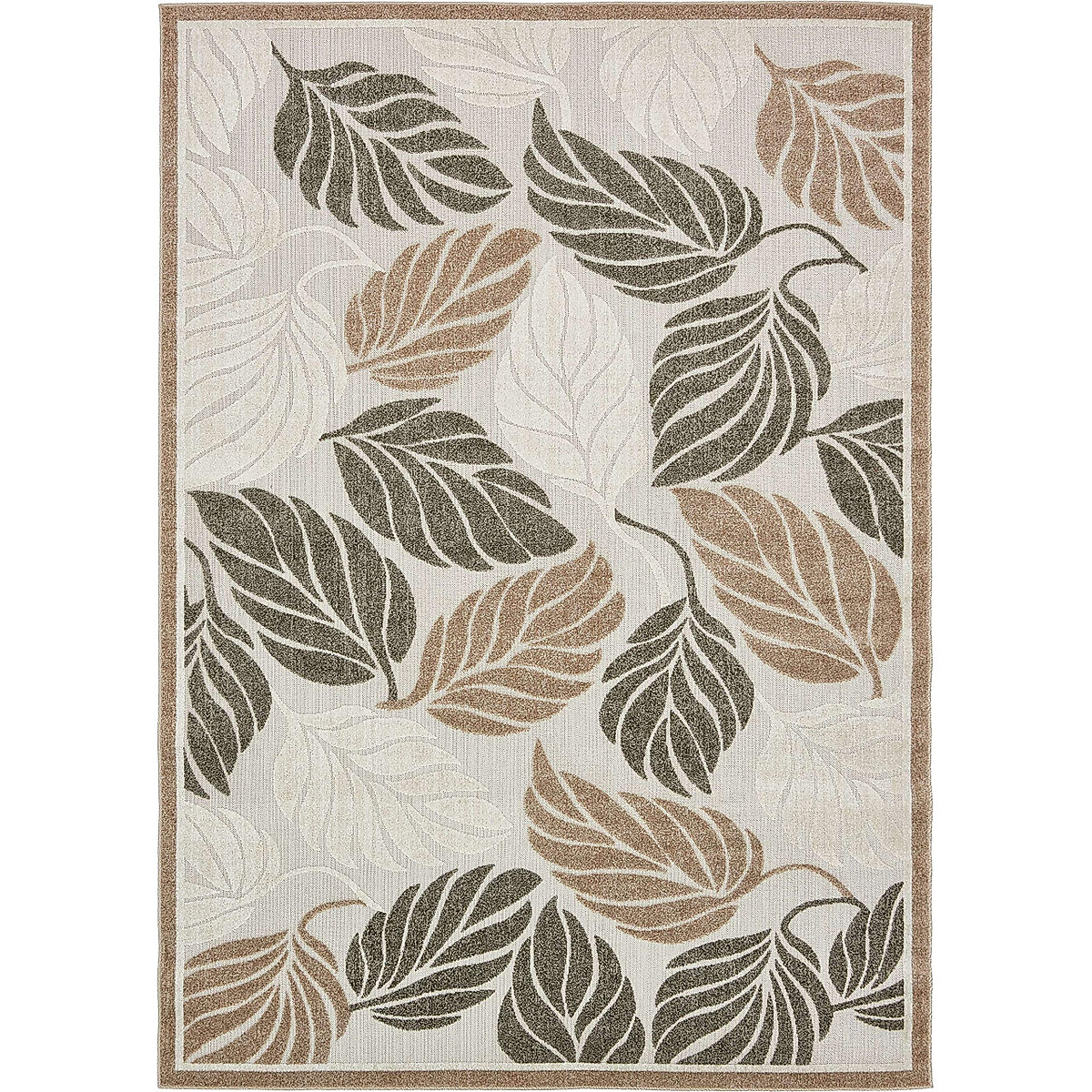 Unique Loom Outdoor Botanical Collection Area Rug - Augusta (7' 1" x 10' Rectangle, Beige/ Ivory)