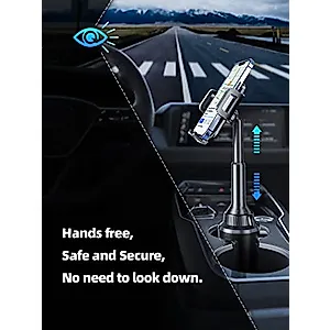 Cup Holder Phone Mount TOPGO Cup Holder Phone Holder for Car with Telescopic Adjustable Neck [Big Phone Friendly & Super Stable] Automobile Smart Phone Cradle for iPhone 14 Pro Max Samsung S23 Ultra