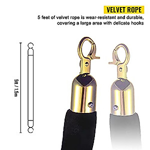 VEVOR Crowd Control Stanchion 6Pcs, Velvet Ropes and Posts, Black Velvet Rope, Stanchion Post Crowd Control Barriers Silver Stanchions, Red Carpet Poles, Crowd Control Ropes and Poles for Party