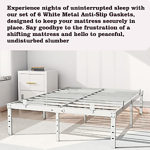 Set of 6 Metal Anti-Slip Mattress Gaskets - Prevents Sliding & Keeps Mattress in Place/Enjoy Peaceful Nights- Easy Installation/Solid Design White