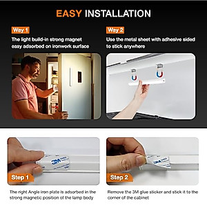 MEKKLEON Under Cabinet Lights Remote Control,2 Pack Magnetic Dimmable Closet Lights,USB Rechargeable Wireless LED Shop Light,Ceiling and Under Counter Lights for Kitchen (White, 20CM)