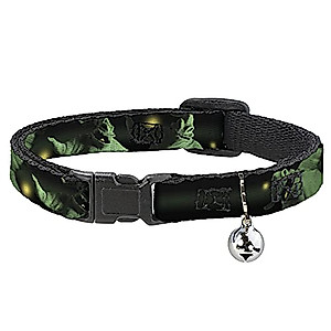 Buckle-Down Breakaway Cat Collar - Oogie Boogie 4-Poses Black/Yellow/Green - 1/2" Wide - Fits 8-12" Neck - Medium