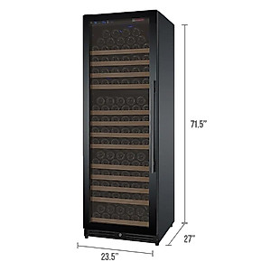 Allavino 24" Wide FlexCount II Tru-Vino 177 Bottle Single Zone Black Left Hinge Wine Refrigerator