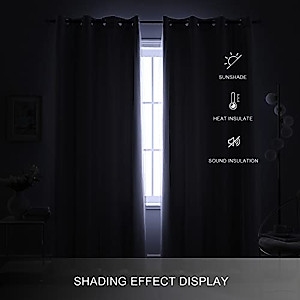 Anytime Home Curtains Blackout and Sheer Layered Solid Window Curtain Panel Pair with Grommet Top, 52Wx84L,Grey