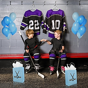 7Penn Paper Gift Bags - 24 Blue Hockey Themed Birthday Party Goody Bags with Handle - for Gifts, Goodies, or Favors