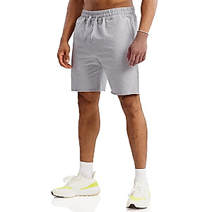 Ouber Men's 7'' Gym Workout Sweat Shorts Bodybuilding Running Training Jogging Shorts Grey,L