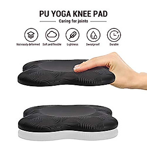 TOBWOLF 2PCS Yoga Knee Pad, Soft Foam Yoga Kneeling Mat, Non Slip Yoga Support Pad, Workout Balance Cushion for Protecting Ankle, Knee, Elbow, Wrist - Black