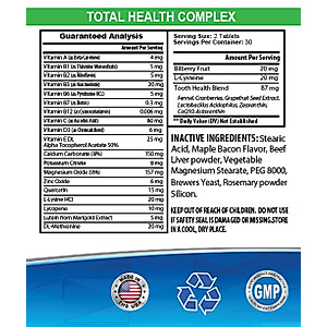 HAPPY PET VITAMINS LLC Natural Clean Bad Breath Dogs - Dogs Total Health Complex - Natural - Best Hair Coat Immune Eye Teeth UTI Health - Dog Cranberry Supplement - 1 Bottle (60 Treats)