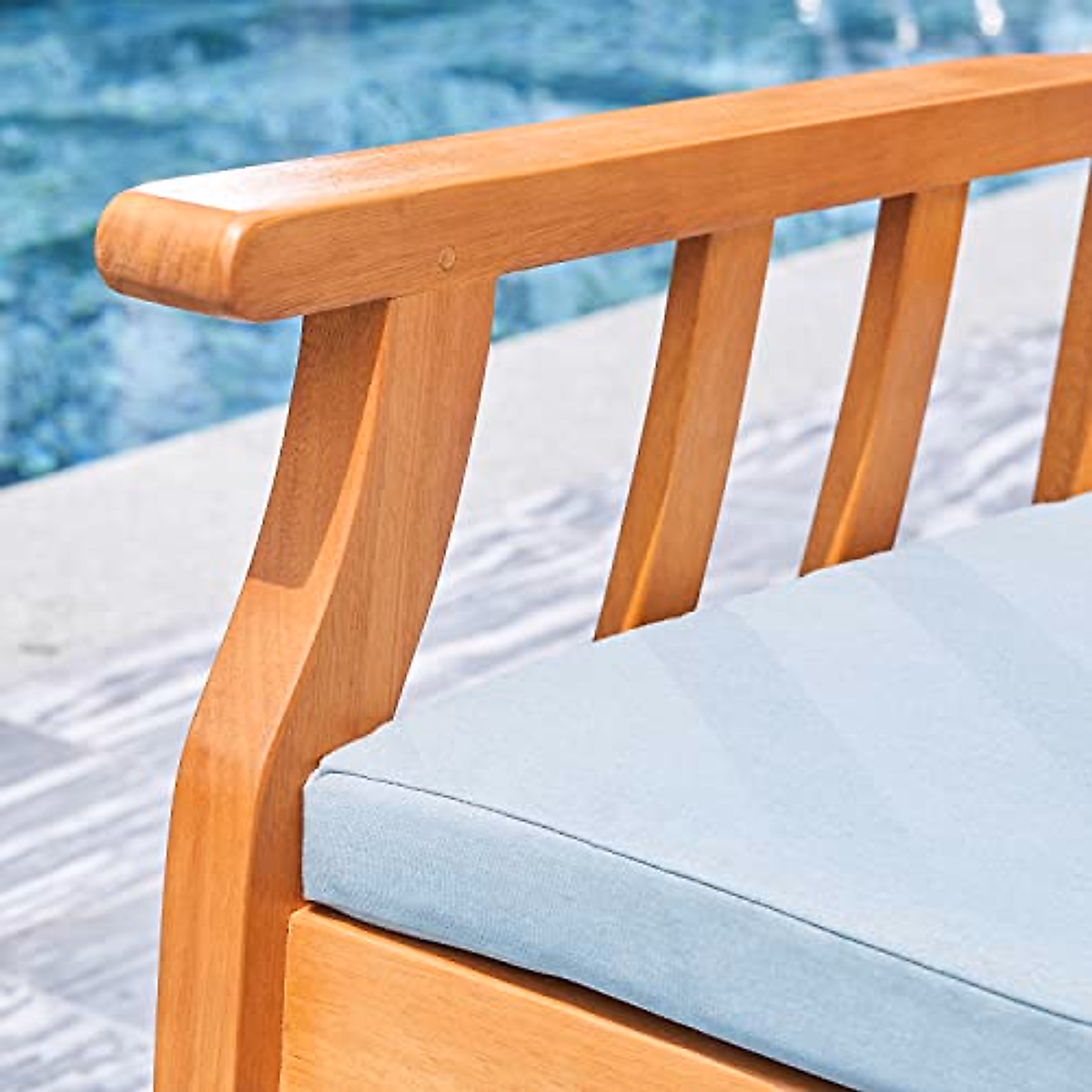 VIFAH V1963 Kapalua Honey Nautical Eucalyptus Wooden Outdoor Garden Bench