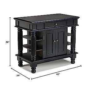 Homestyles Americana Black Kitchen Island with Open Shelving by Home Styles