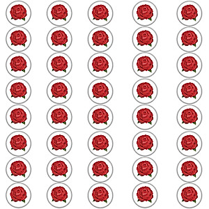 Set of 48 Sticker Red Rose Decal Small Phone Mini Logo Birthday Parties Envelopes Labels Seals Shower Favor 1.2 inches Each