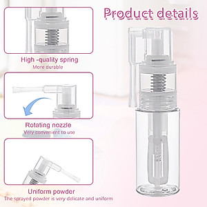 2 Pcs 50ML Empty Powder Spray Bottle, Glitter Duster Sprayer, Portable Travel Spray Bottle, Barber Spray Bottle, Dry Spray Bottle for Cakes, Crafts, Dry Cleaning Powder, Glitter, Skin Care