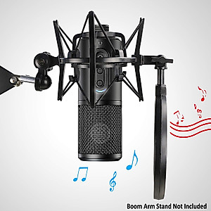 ATR2500X Shock Mount with Pop Filter, Windscreen and Shockmount to Reduce Vibration Noise Matching Mic Boom Arm Stand for Audio-Technica ATR 2500X and ATR2500 USB Condenser Microphone by YOUSHARES