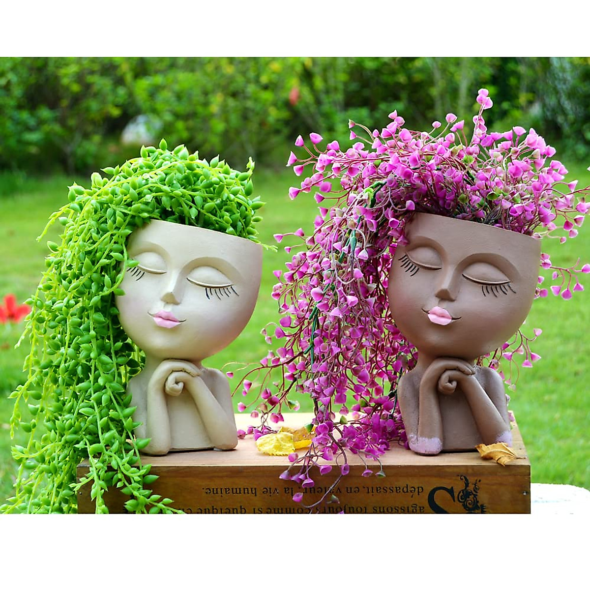Face Planter Pot Head Planters, Lady Heads Flowerpot, Cute Girl Faces ...