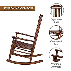 Shine Company Inc. 4333OA Rhode Island, Outdoor Rocker, Front Porch Rocking Chair, Oak