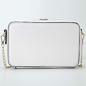 QiMing Retro Tape Shaped Evening Purse,PU Audio Cassette Crossbody HandBag for Women(White)