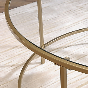 Sauder 417830 Int Lux Coffee Table Round, Glass / Gold Finish