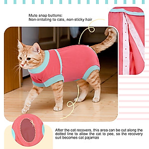 FUAMEY Cat Recovery Suit,Female Cat Spay Suit Kitten Surgery Onesie Cat Bodysuit Alternative to Cone Collars,Preventing Cats from Licking Abdominal Wounds Skin Protector Weaning Clothes Pink L