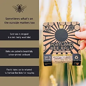 Portland Bee Balm Solar Eclipse All Natural Handmade Beeswax Based SPF 15 Lip Balm, 3 Count