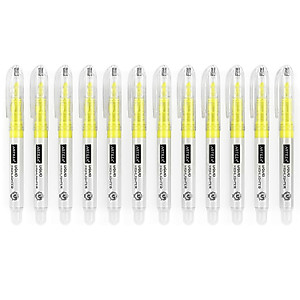 ARTEZA Liquid Highlighter Pens, Set of 12, Narrow Chisel Tip, Bulk Pack of Yellow Highlighters, Office Supplies for Bullet Journal, Notes, or Books