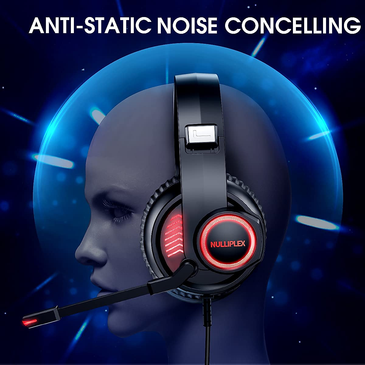 Gaming Headsets for Xbox One PC PS4 PS5 - Computer Over Ear Headphones with Noise Cancelling Mic & Stereo Sound for Nintendo Switch - Red