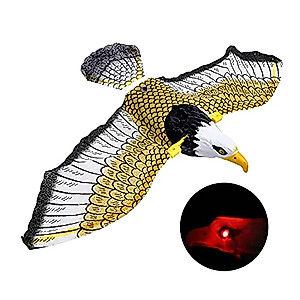 Fenteer Luminous Hanging Falcons Flyin Bird Scare Kite w/Music,Natural Enemy Pest Deterrent Scarecrow