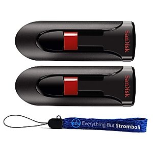 SanDisk Cruzer Glide 128GB Flash Drive (2 Pack) USB 2.0 Port Jump Drive Pen Drive (SDCZ60-128-B35) Bundle with (1) Everything But Stromboli Lanyard