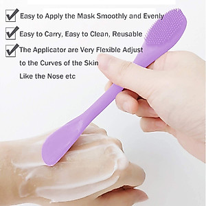RamPula Silicone Facial Mask Applicator Face Masks Skincare Brush Facial Scrubber Double-Head Lotion Spatula Scoop for Makeup,Foundation,Cream,Lotion,Moisturizer,Gel,Peel,Mud Masks (Purple+Gray)