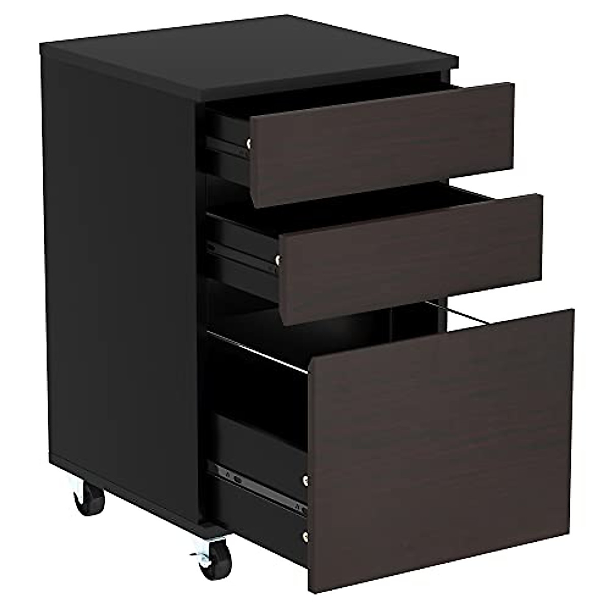 YITAHOME 3 Drawer Mobile File Cabinet, Rolling Filing Cabinet for A4 or Letter Size, Wood Under Desk Storage Cabinet with Wheels, Dark Walnut