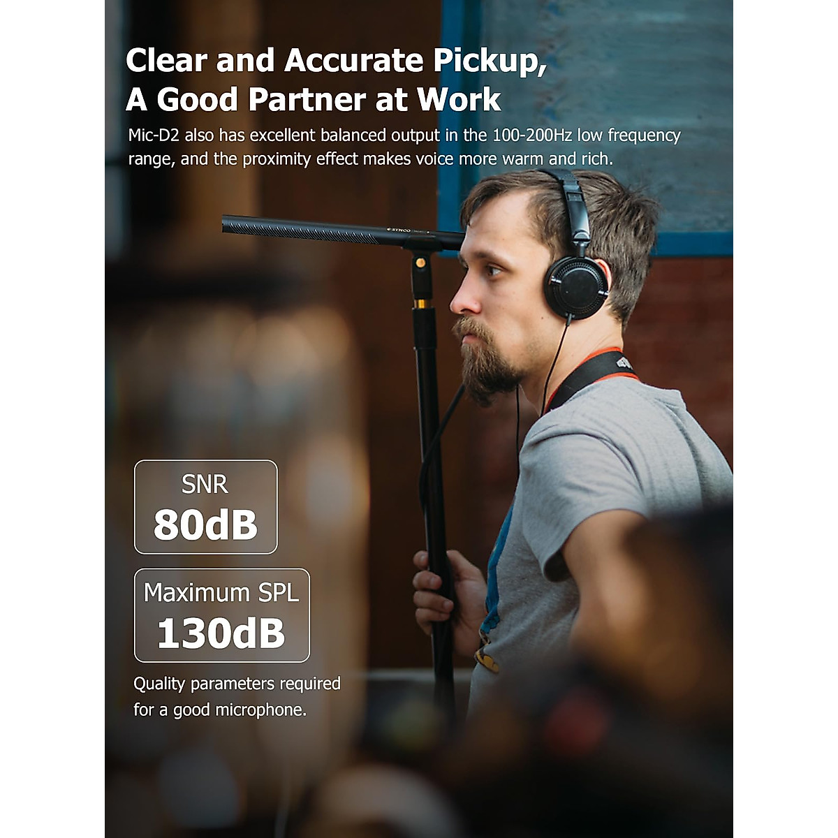 SYNCO XLR Shotgun Microphone, Shotgun Mic D2 Hyper Cardioid Directional Condenser Mic with XLR Connector, Video/Audio Recording for Camcorders, Shotgun-Microphone-XLR-Condenser-Mic