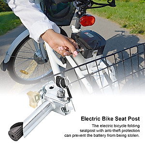 VGEBY Electric Bike Seatbar, Foldable Electric Bike Seat Post Seatpost Lightweight Metal Body with Anti‑Theft Key Internal Lock for Electric Bike Electric Modification