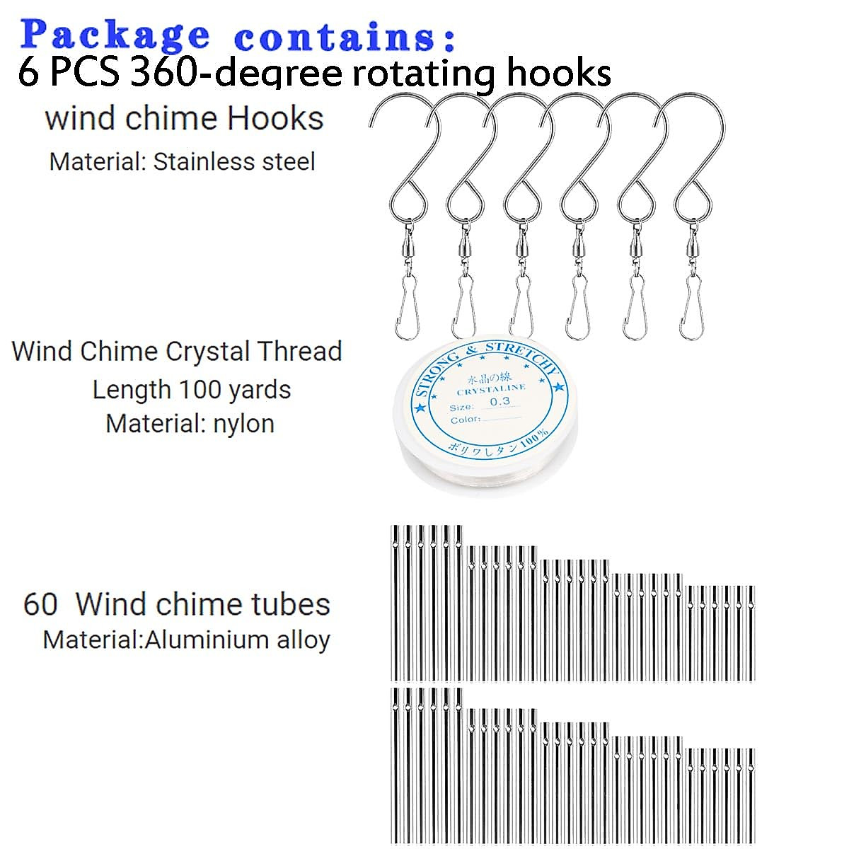 67 Pieces Wind Chime Making Kit,Wind Chime Supply,Wind Chime Part,Wind Chime Tubes,Wind Chime kit DIY Wind Chimes for Kids Boy Girl and Adult Ornament Craft Kit