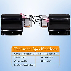 Criditpid Wood Stove Front Blower Motor for Avalon 99000137, Olympic & Rainier, Front Blower Fan for Lopi 99000123, Freedom, Answer & Revere. (Left + Right)