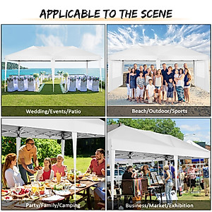 COBIZI Canopy 10x20 Pop Up Canopy Tent with 6 Sidewalls Ez Pop Up Tent 10x20 Waterproof Commercial Instant Shelter Tent UPF 50+ Portable Gazebo Wedding Tents for Parties Carport Vender Events, White