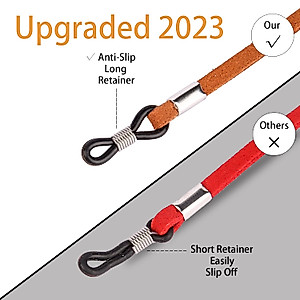 QINGZHE 6Pcs Women Eyeglass Strap Chains Anti-slip Eye Glasses Holder Around Neck Chains Straps Adjustable Leather Lanyards Eyeglass Straps Sport Eye Glasses String Holder Strap for Men Kids