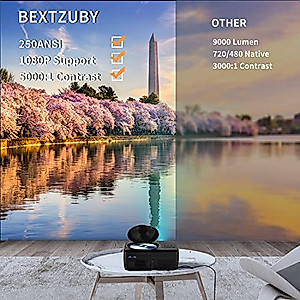 DVD Projector Protable Built in DVD Player HD 1080P Supported Movie Projector for Outdoor Use Compatible with HDMI, USB, AV, TF, VGA, TV Stick