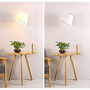 TANGIST Nordic Wood Floor Lamp | Modern Minimalist Style Standing Lamp with Wood Shelf for Living Room Bedroom Study Room Modern Style Home Decoration