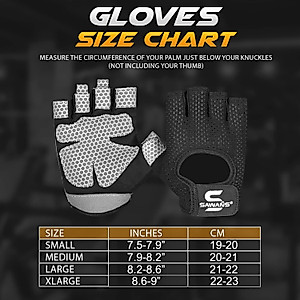 SAWANS Workout Gloves for Men and Women Weight Lifting Gloves Gym Fitness Exercise Cycling Pull ups Microfiber Lightweight Breathable Non-Slip Silicone Padded Palm Grip (Black, Medium)