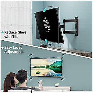 HCMOUNTING Swivel and Tilt TV Wall Mount for 26-55 inch Flat Screen Curved TVs, Full Motion Wall Mount TV Bracket with Single Stud Level Adjustment VESA 400x400mm Holds up to 88lbs