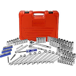 EPAuto Mechanics Tool Set Drive Socket Wrench Ratchets, SAE/Metric, 122-Piece