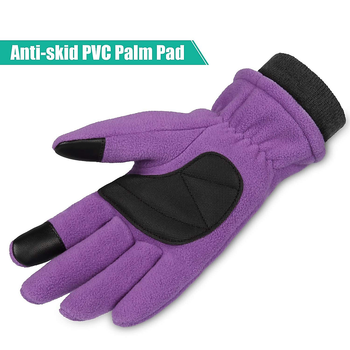 OZERO Winter Waterproof Gloves for Men: Women Gloves for Running Touchscreen - XS Size & Purple