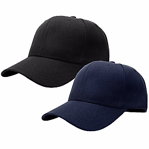 Falari Baseball Cap Adjustable Size for Running Workouts and Outdoor Activities All Seasons (2pk Black & Navy)