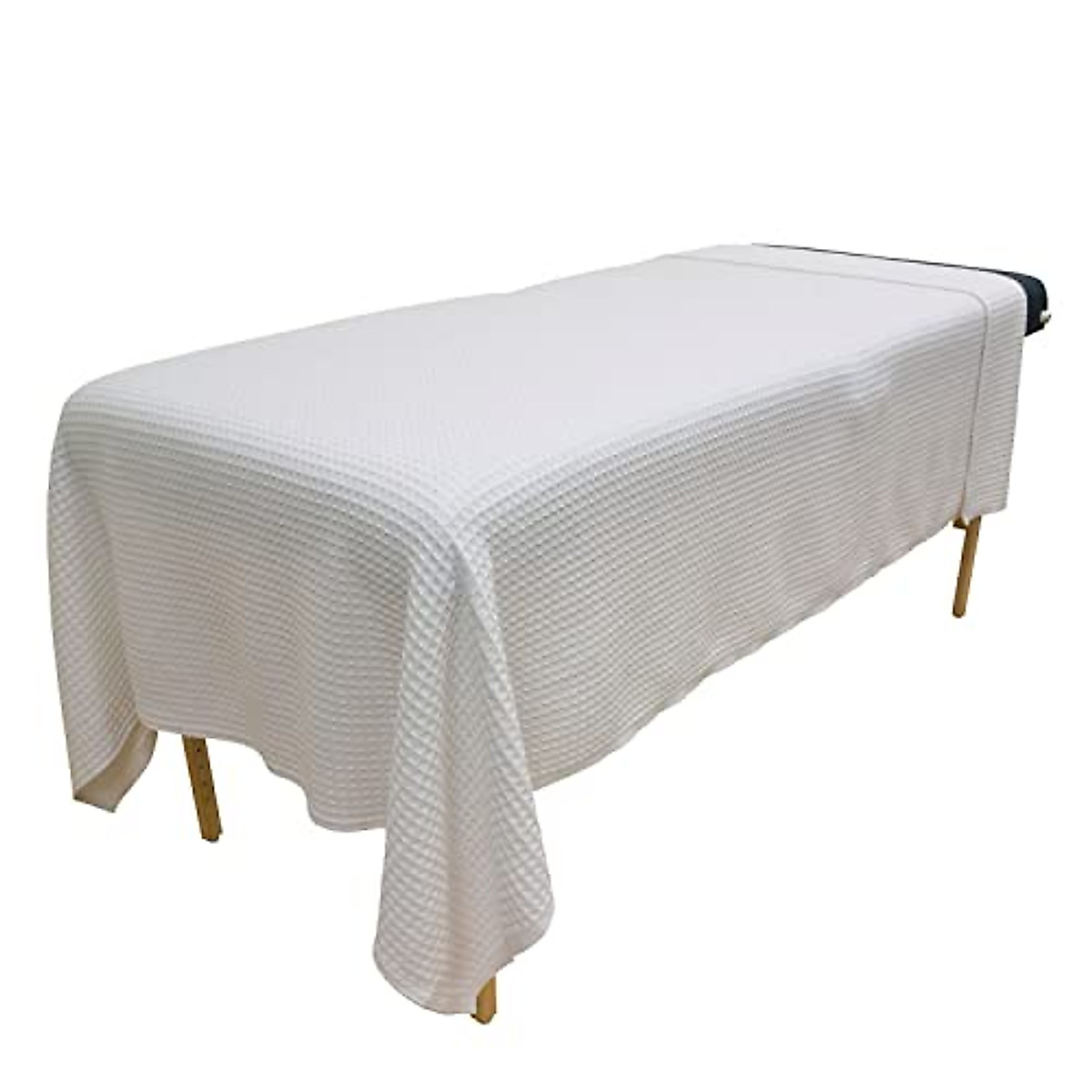 Body Linen Waffle Weave Massage Table Blankets Soft and Stylish 50/50 Polyester-Cotton Blend - 66 by 90 inches - Available in White, Natural and Gray - 10 Pack White